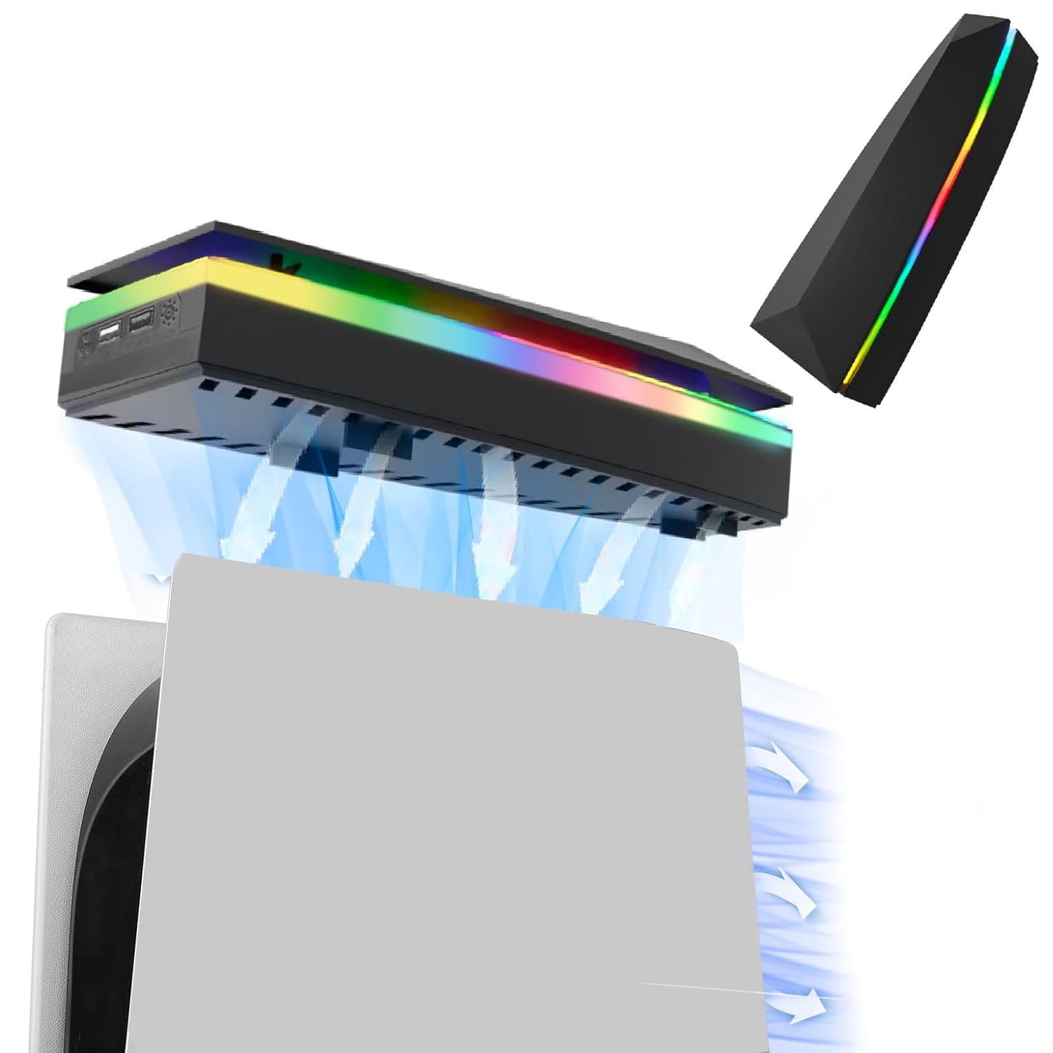 OKbus Upgraded Upper RGB Cooling Fan for PS5, Top Cooling System Cooler ...