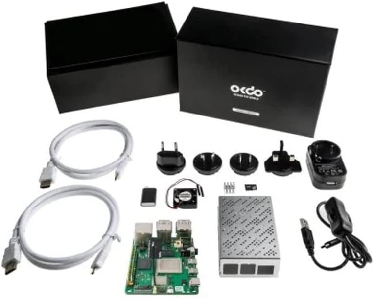 OKdo 230-6199 ROCK 4 Model C+ 4GB Single Board Computer Starter Kit with PSU, Case, Preloaded ...
