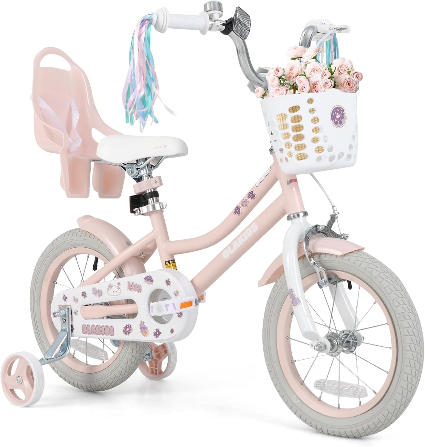 OLAKIDS 12 14 16 18 Inch Toddlers Bike with Training Wheels Doll Seat ...