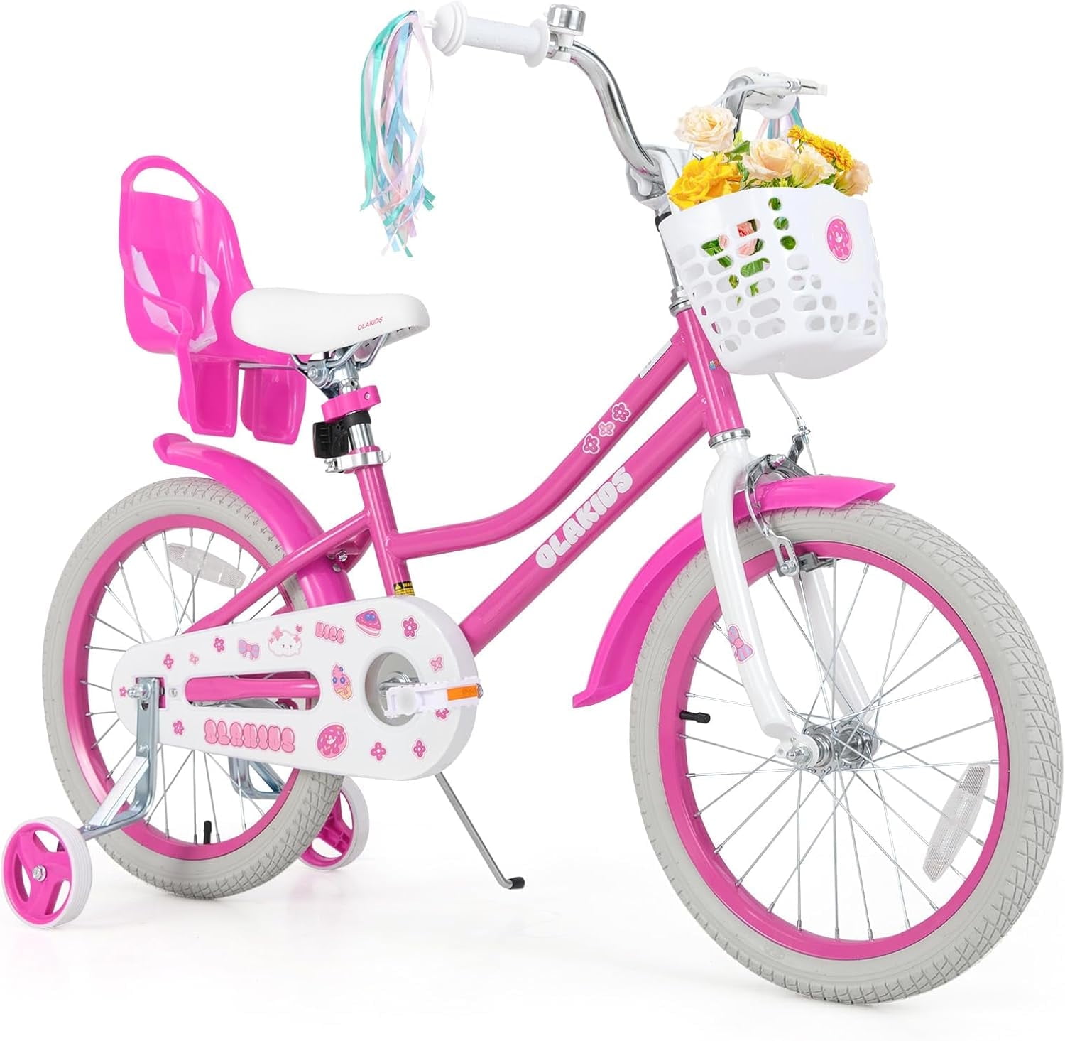 OLAKIDS 12 14 16 18 Inch Toddlers Bike with Training Wheels Doll Seat ...