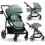 Infans 2-Seat Stroller Wagon Folding Baby Stroller w/ Adjustable Canopy ...