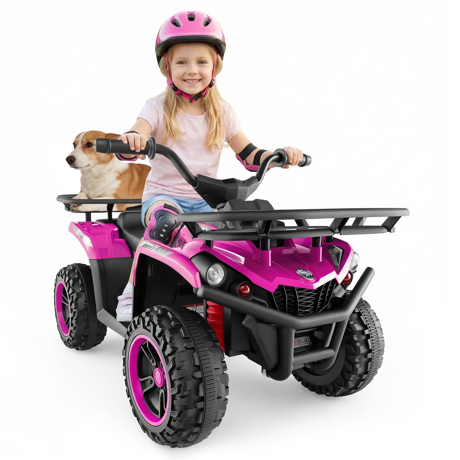 OLAKIDS 24V Kids ATV Quad with 5Mph Max Speed, Spring Suspension, LED ...