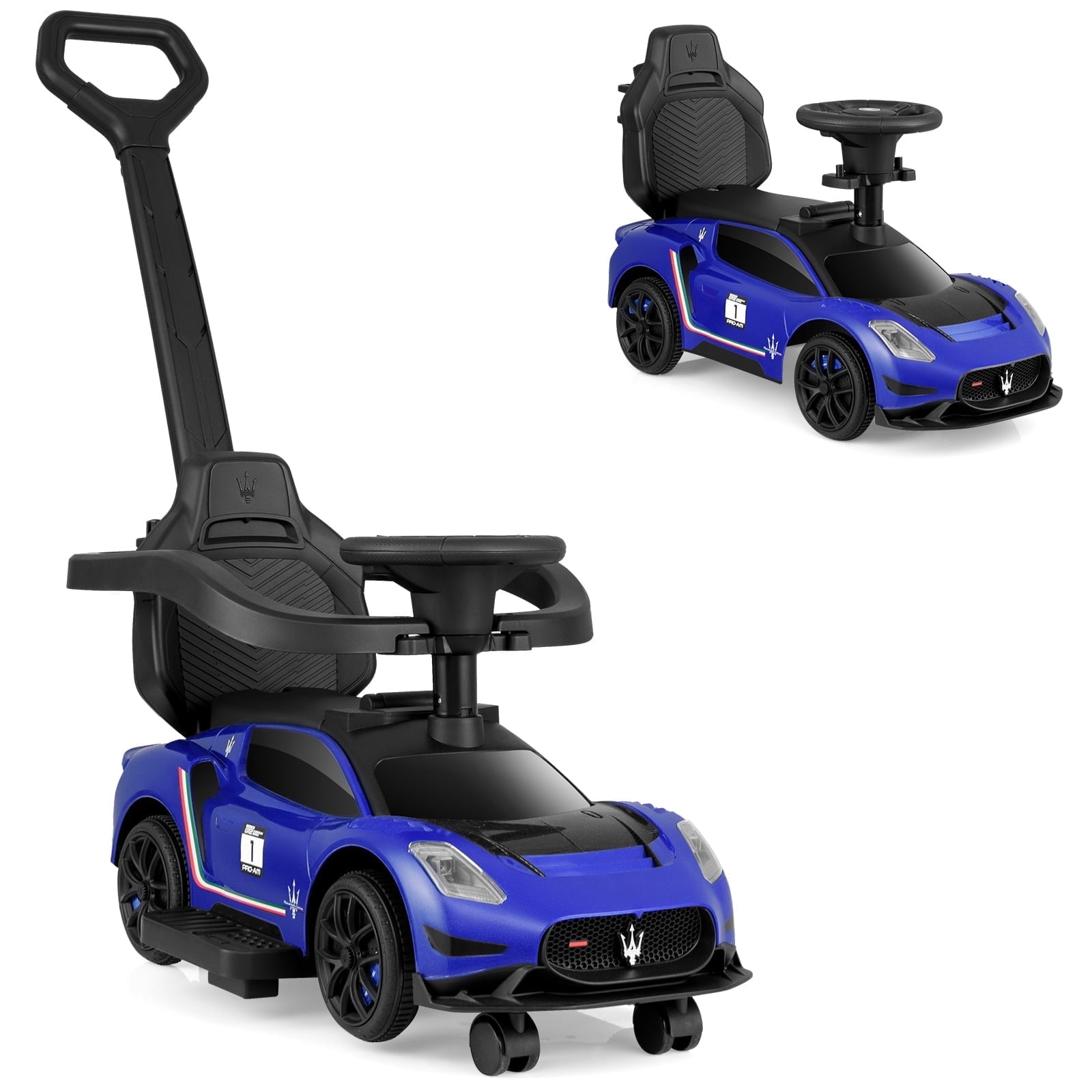 OLAKIDS 3 in 1 Push Car for Toddlers, Licensed Maserati Baby Stroller ...