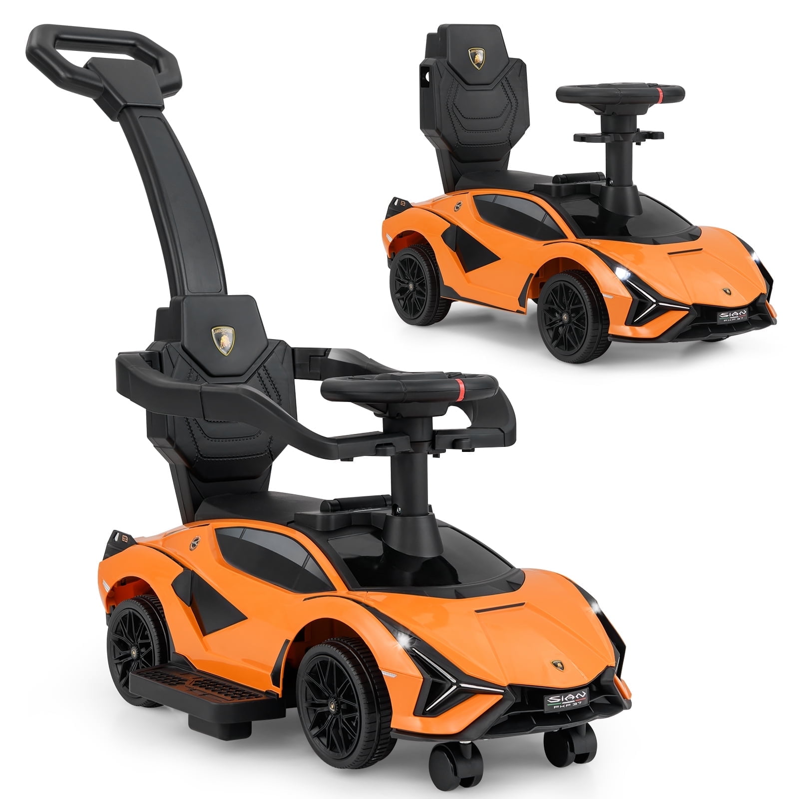 OLAKIDS 3 in 1 Ride on Push Car, Licensed Lamborghini Stroller Sliding ...