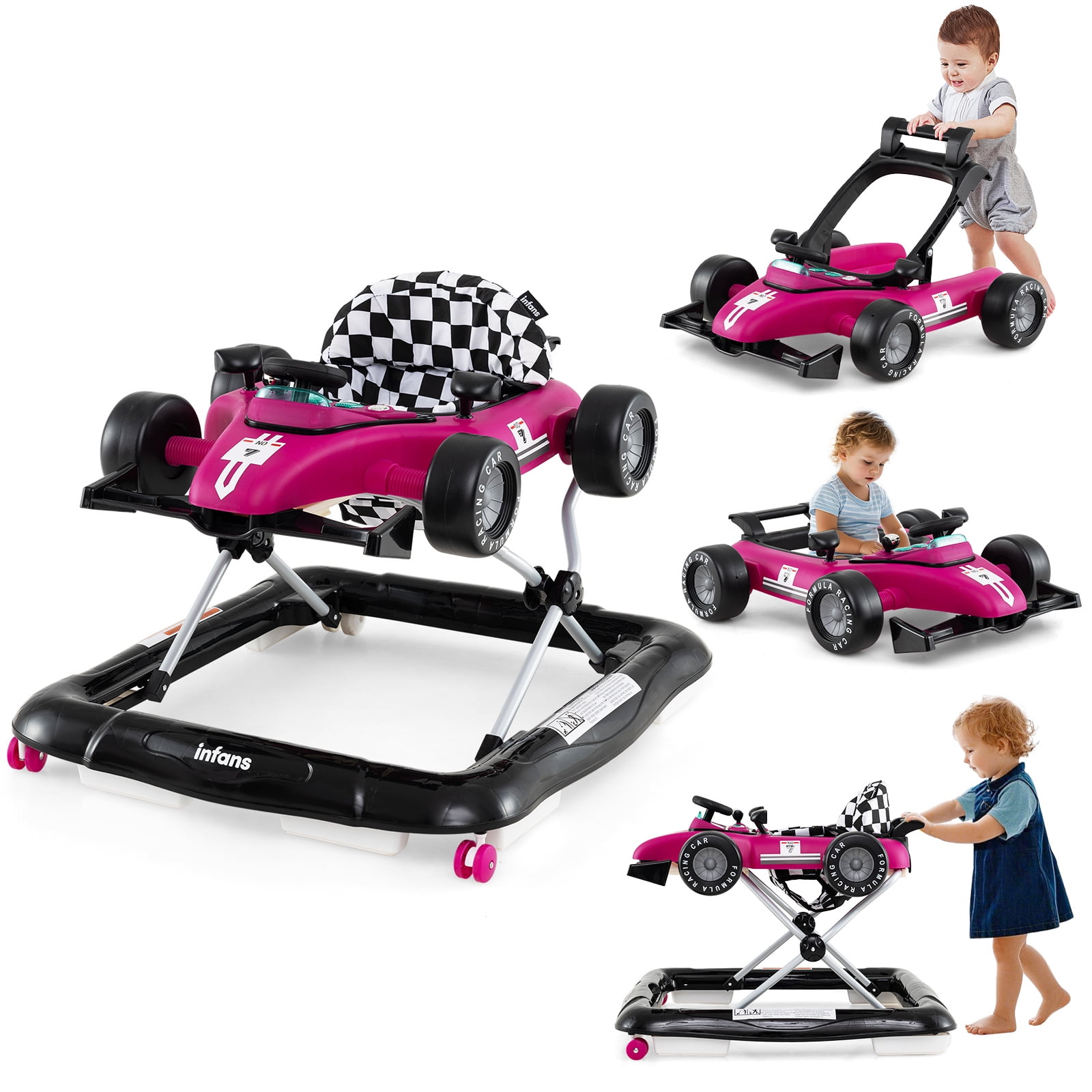 OLAKIDS 4 in 1 Baby Walker, Foldable Toddler Activity Center with ...