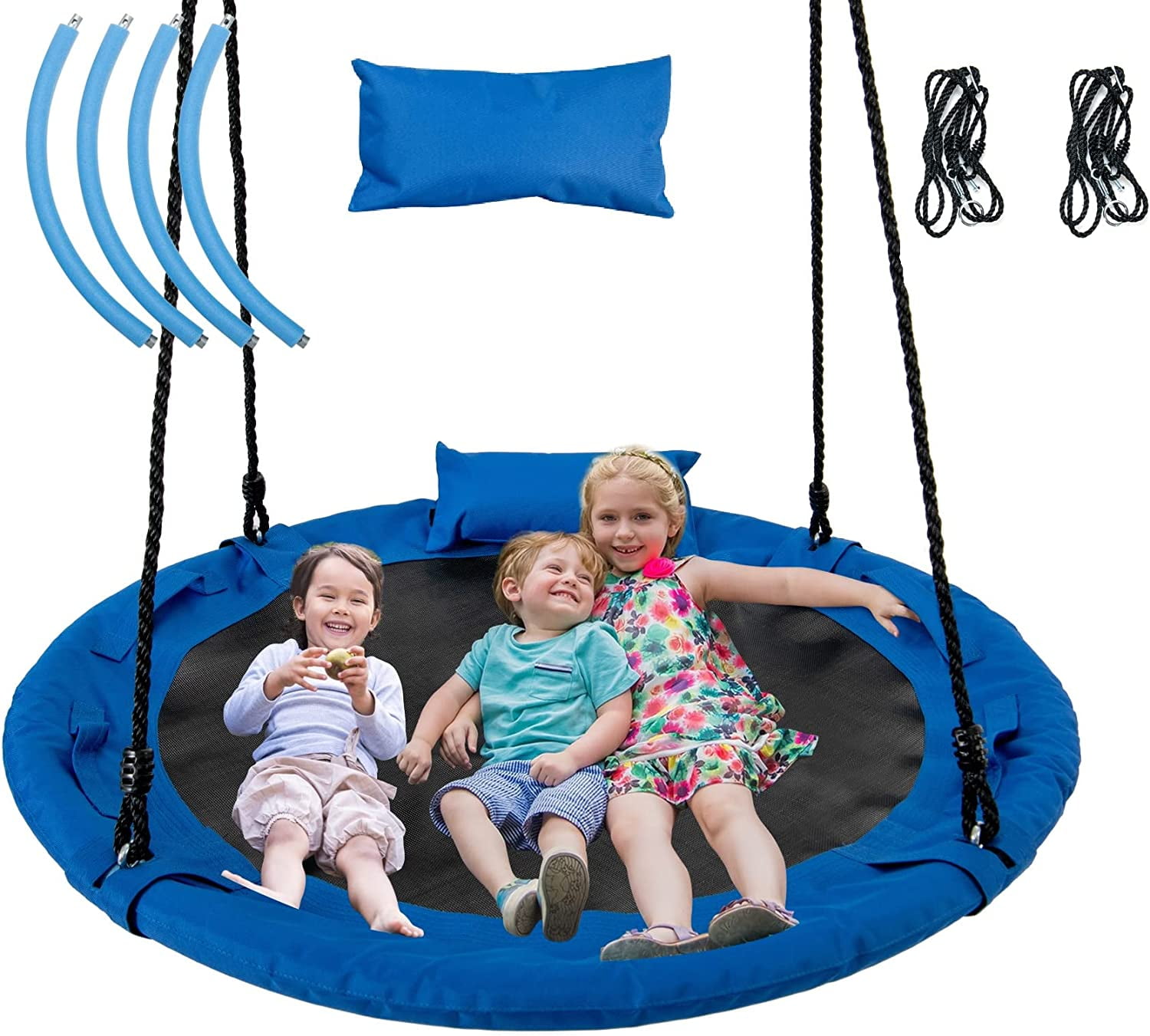 OLAKIDS 660lbs 40 Inch Saucer Tree Swing with Pillow Handle Adjustable ...