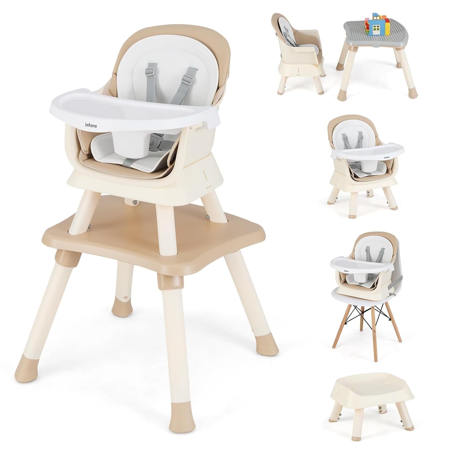OLAKIDS 8 in 1 Baby High Chair, Convertible Highchair for Babies and ...