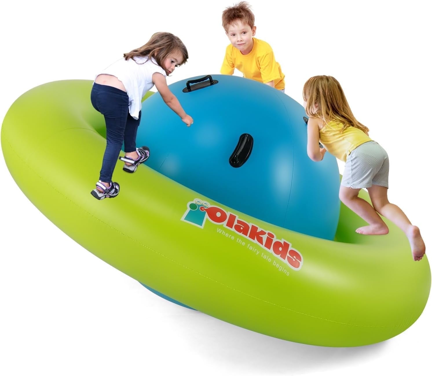 OLAKIDS 8FT Inflatable Dome Rocker Bouncer, Outdoor Kids Giant Roll and ...