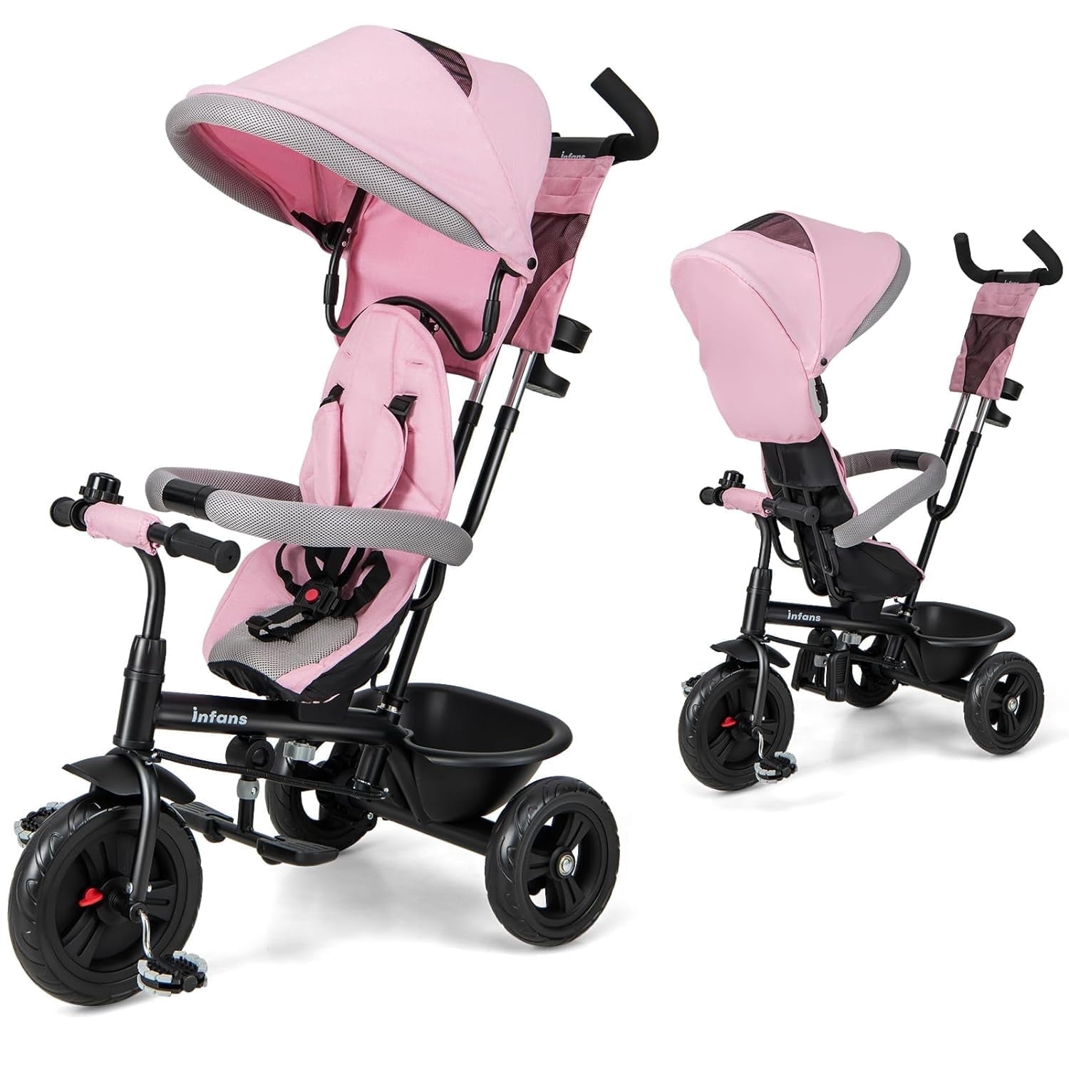 INFANS 6 in 1 Baby Trike with Reversible Seat, Adjustable Handle ...