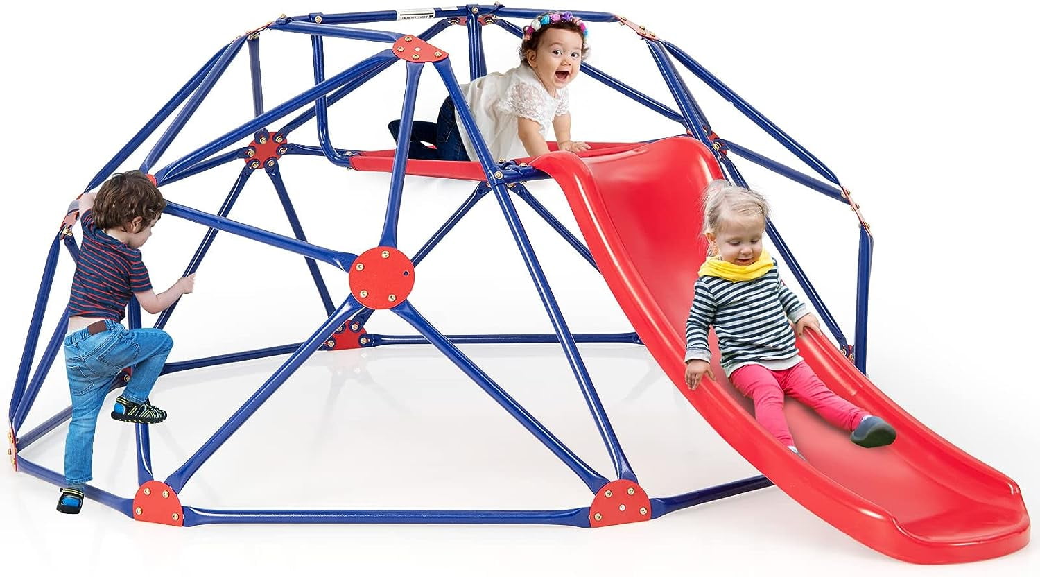 OLAKIDS Climbing Dome with Slide, Kids Outdoor Jungle Gym Geodesic ...