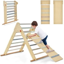OLAKIDS Preschool Wooden Equipment Playsets, 2 in 1 Montessori Climbing ...