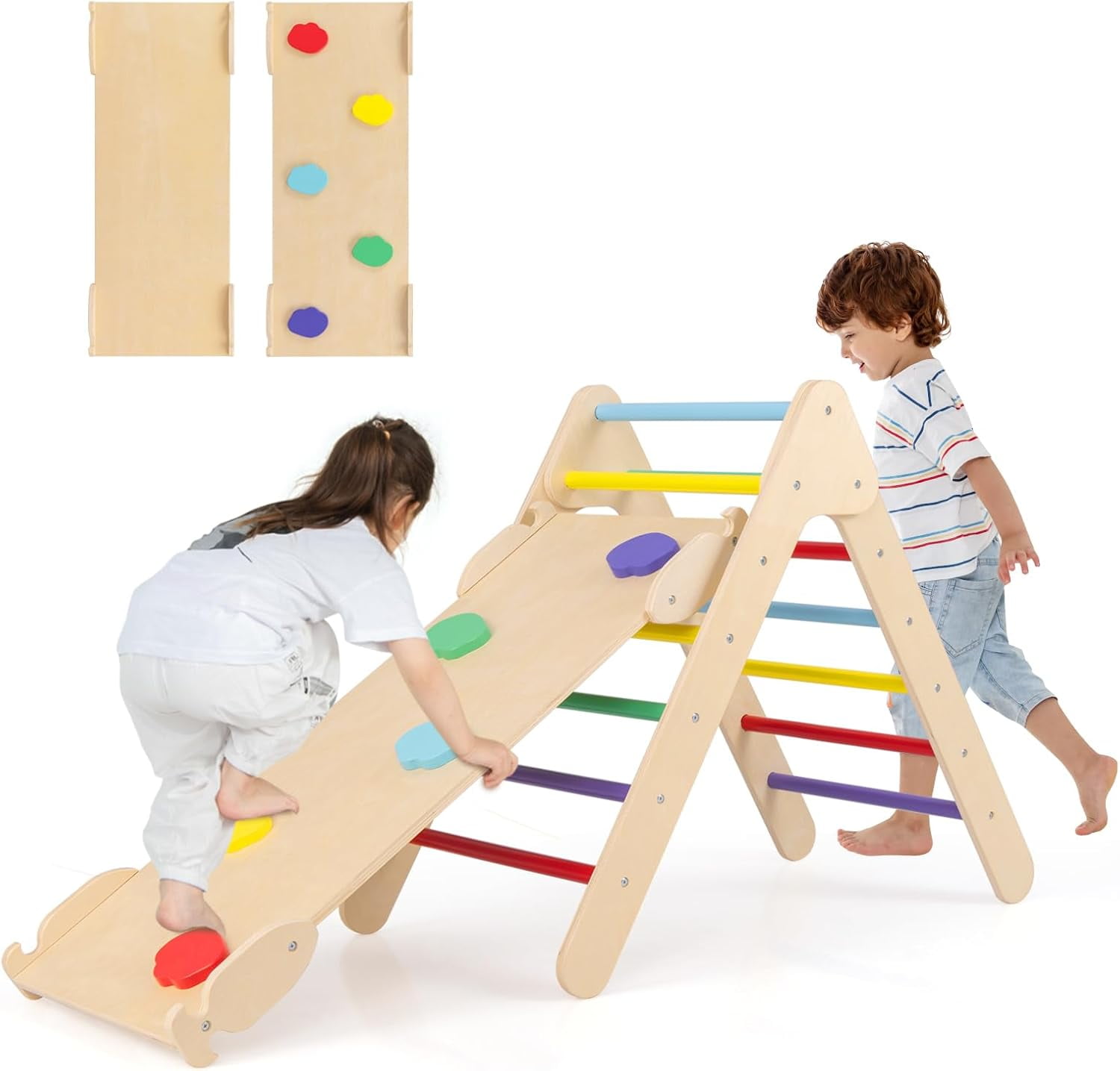 OLAKIDS Climbing Toys for Toddlers, 3 in 1 Kids Wooden Montessori ...