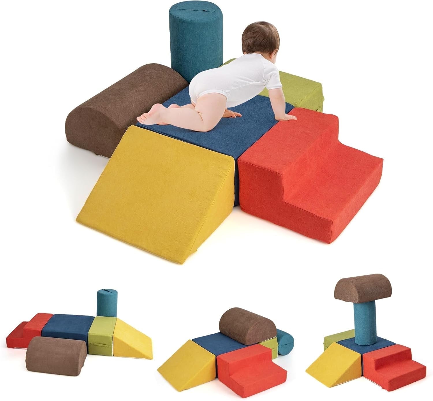 OLAKIDS Climbing Toys for Toddlers, 6pc Kids Climb and Crawl Soft Foam ...