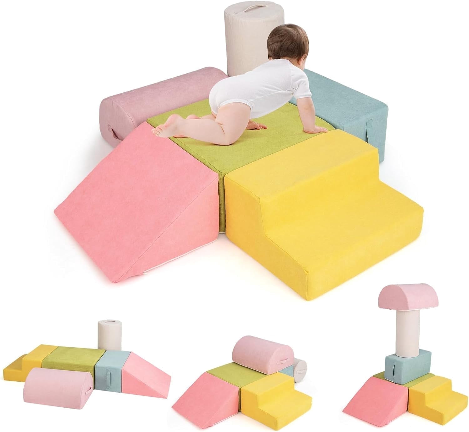 OLAKIDS Climbing Toys for Toddlers, 6pc Kids Climb and Crawl Soft Foam ...