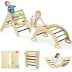 Costway Indoor Playset - 3-in-1 Wooden Climbing Structure for Kids with ...