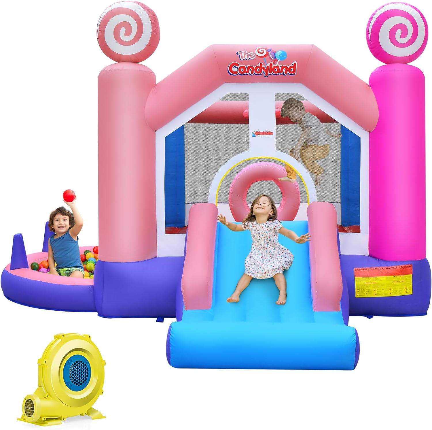OLAKIDS Inflatable Bounce House, Kids Candyland Pink Jumping Castle ...