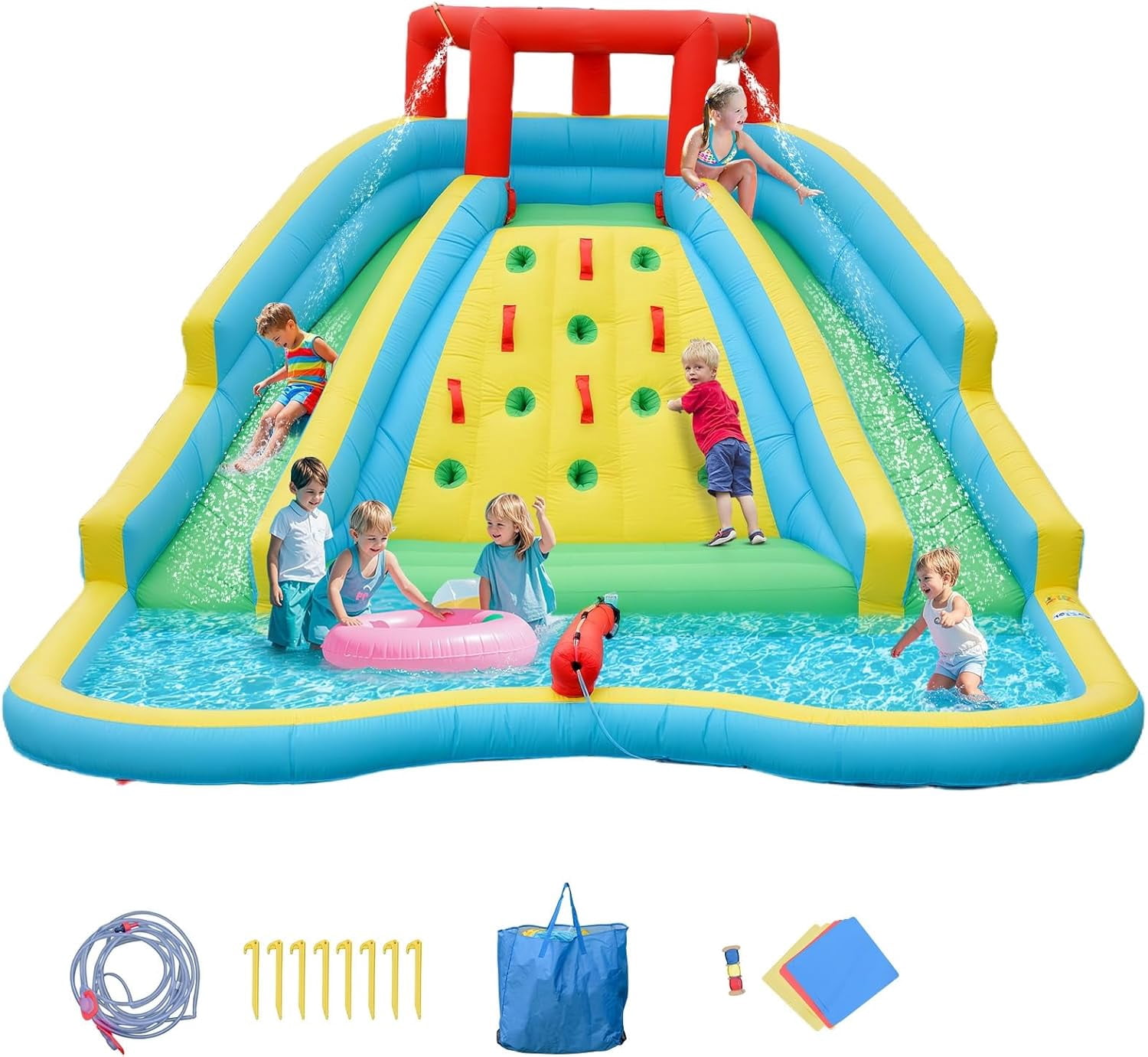 OLAKIDS Inflatable Water Park, 5 in 1 Bounce House with 2 Slides ...