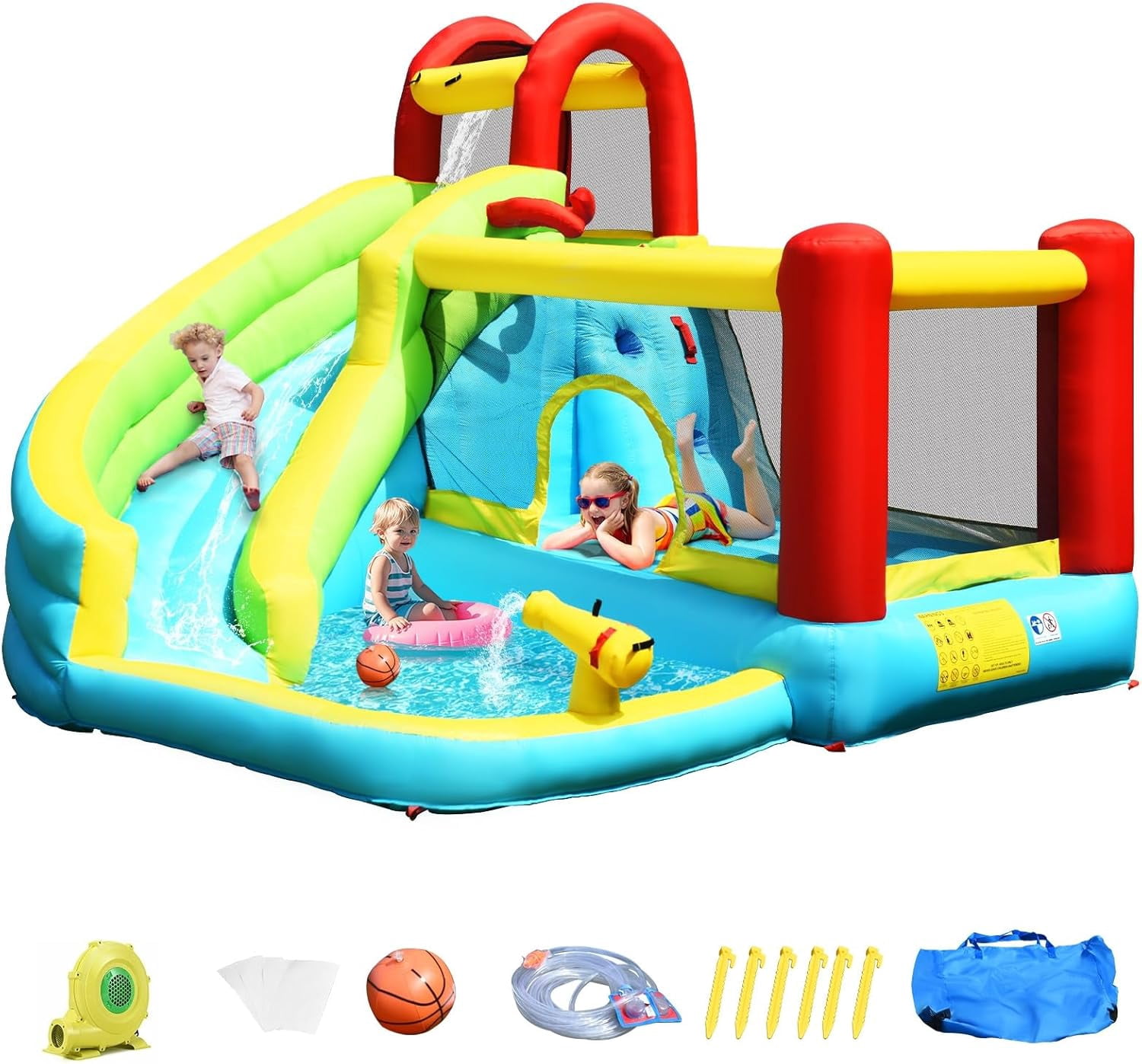 OLAKIDS Inflatable Water Slide, 6 in 1 Bounce House with Slide ...