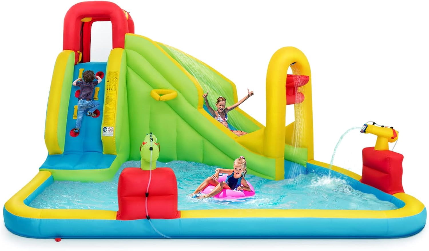 OLAKIDS Inflatable Water Slide, 7 in 1 Bounce House with 2 Slides ...