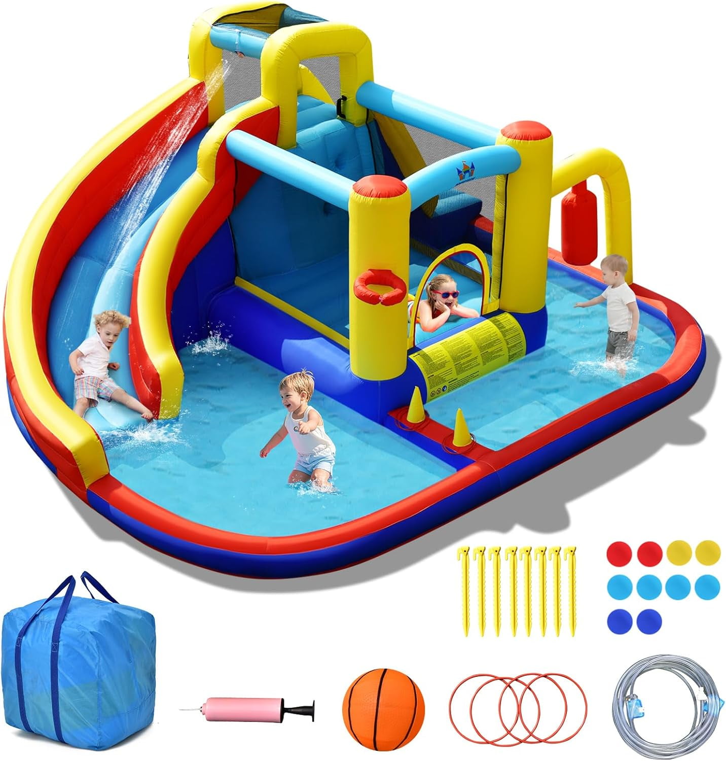 OLAKIDS Inflatable Water Slide, 8 in 1 Bounce House Water Park with ...
