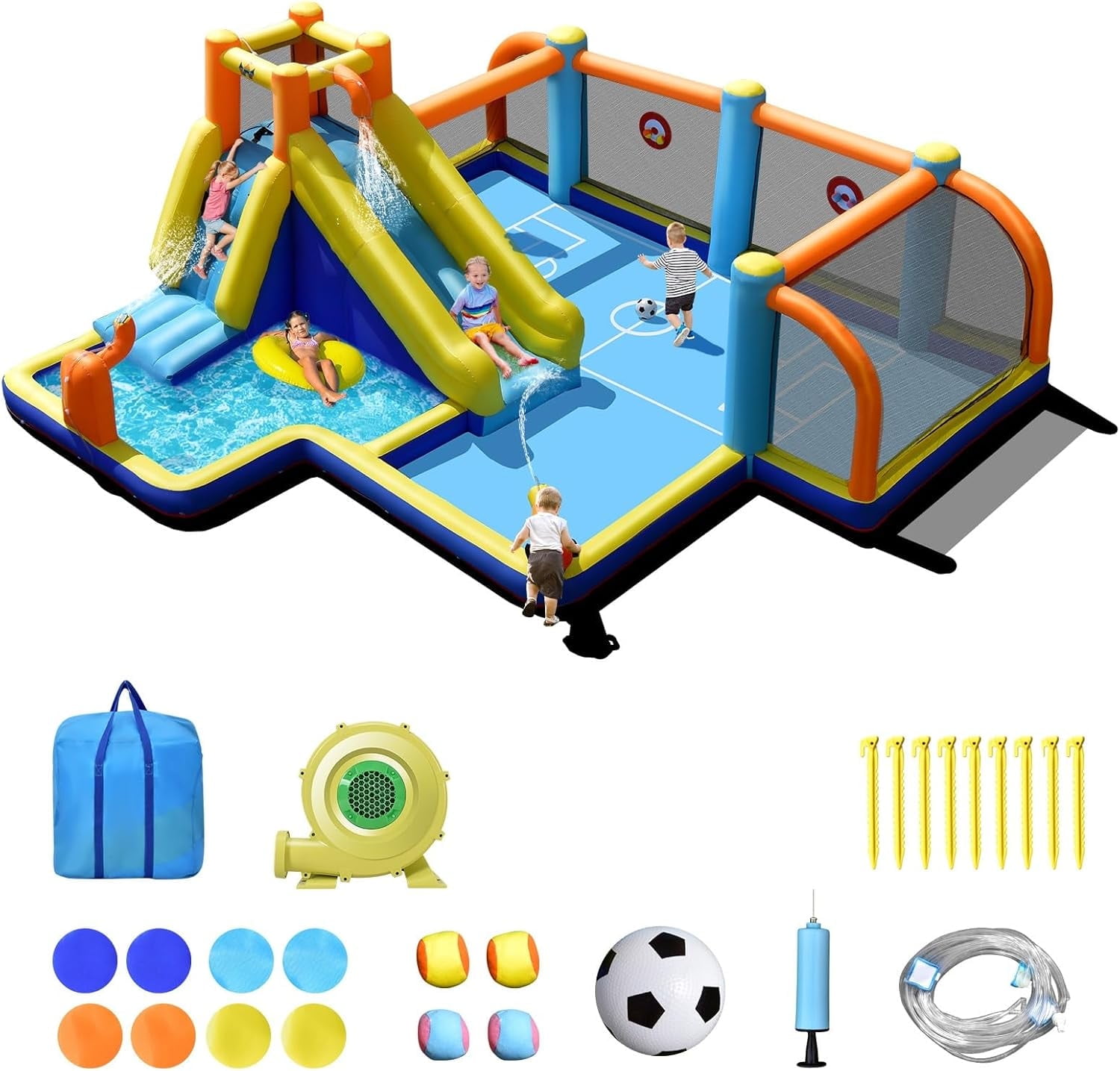OLAKIDS Inflatable Water Slide, 8 in 1 Bounce House Water Park with ...