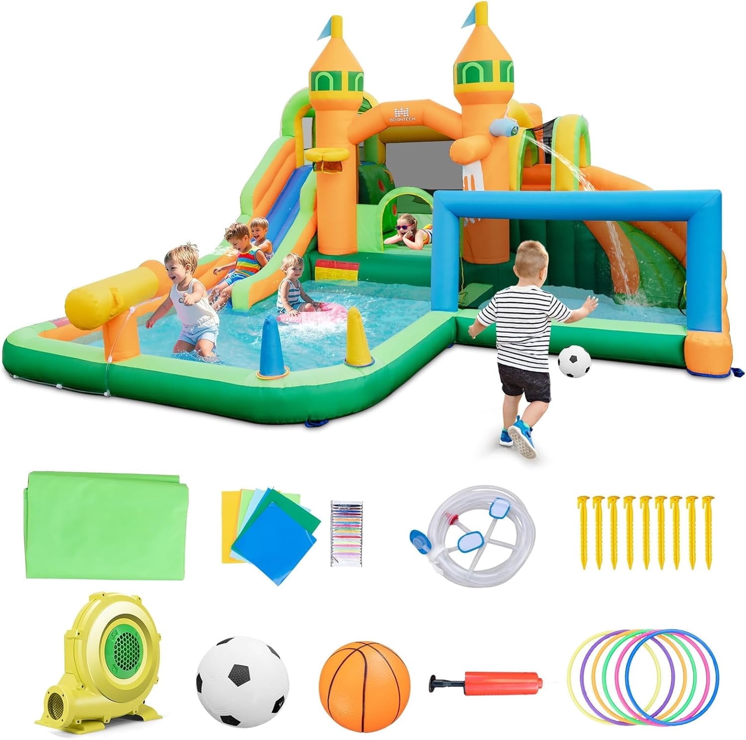 OLAKIDS Inflatable Water Slide, 9 in 1 Bounce House Water Park with ...