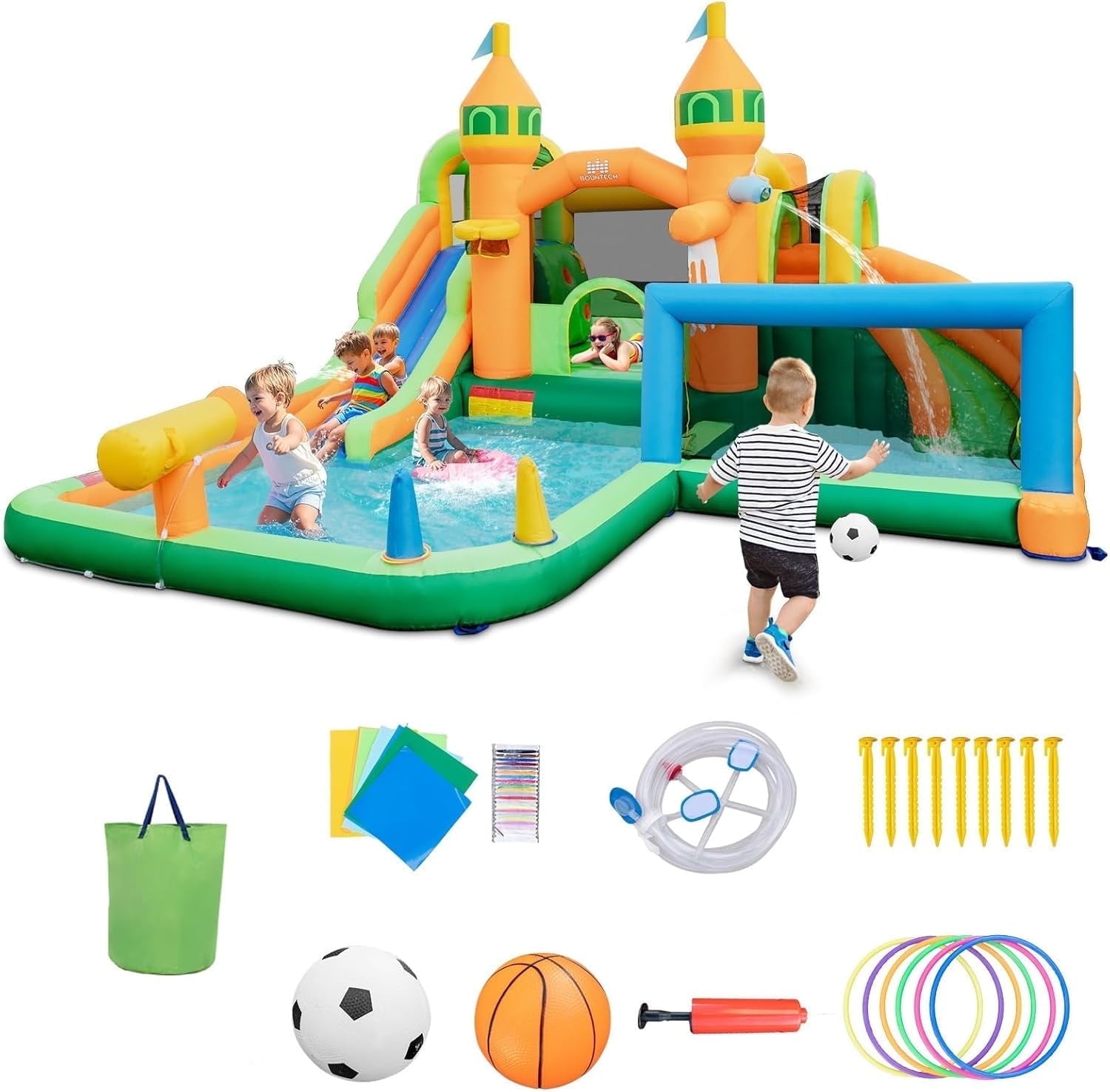 OLAKIDS Inflatable Water Slide, 9 in 1 Bounce House Water Park with ...