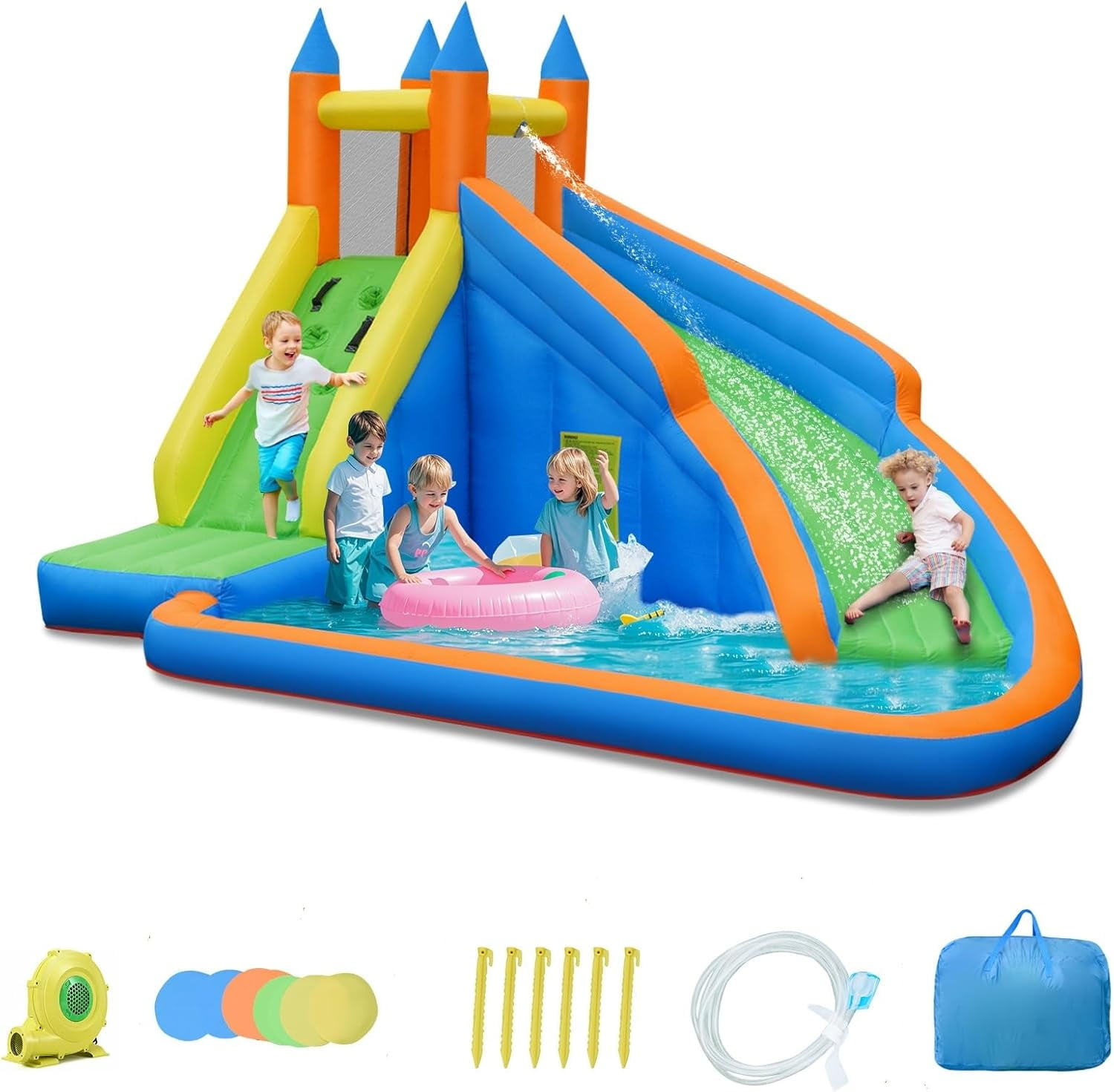 OLAKIDS Inflatable Water Slide, Kids Bounce House with Slide, Climbing ...