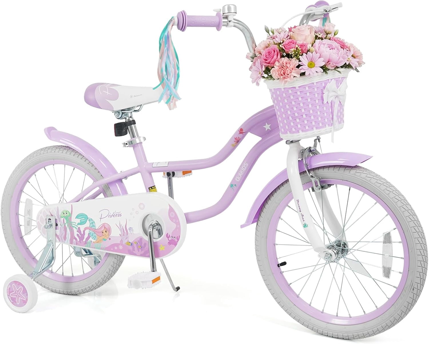 OLAKIDS Kids Bike, 12 14 16 18 20 Inch Mermaid Theme Toddler Children ...