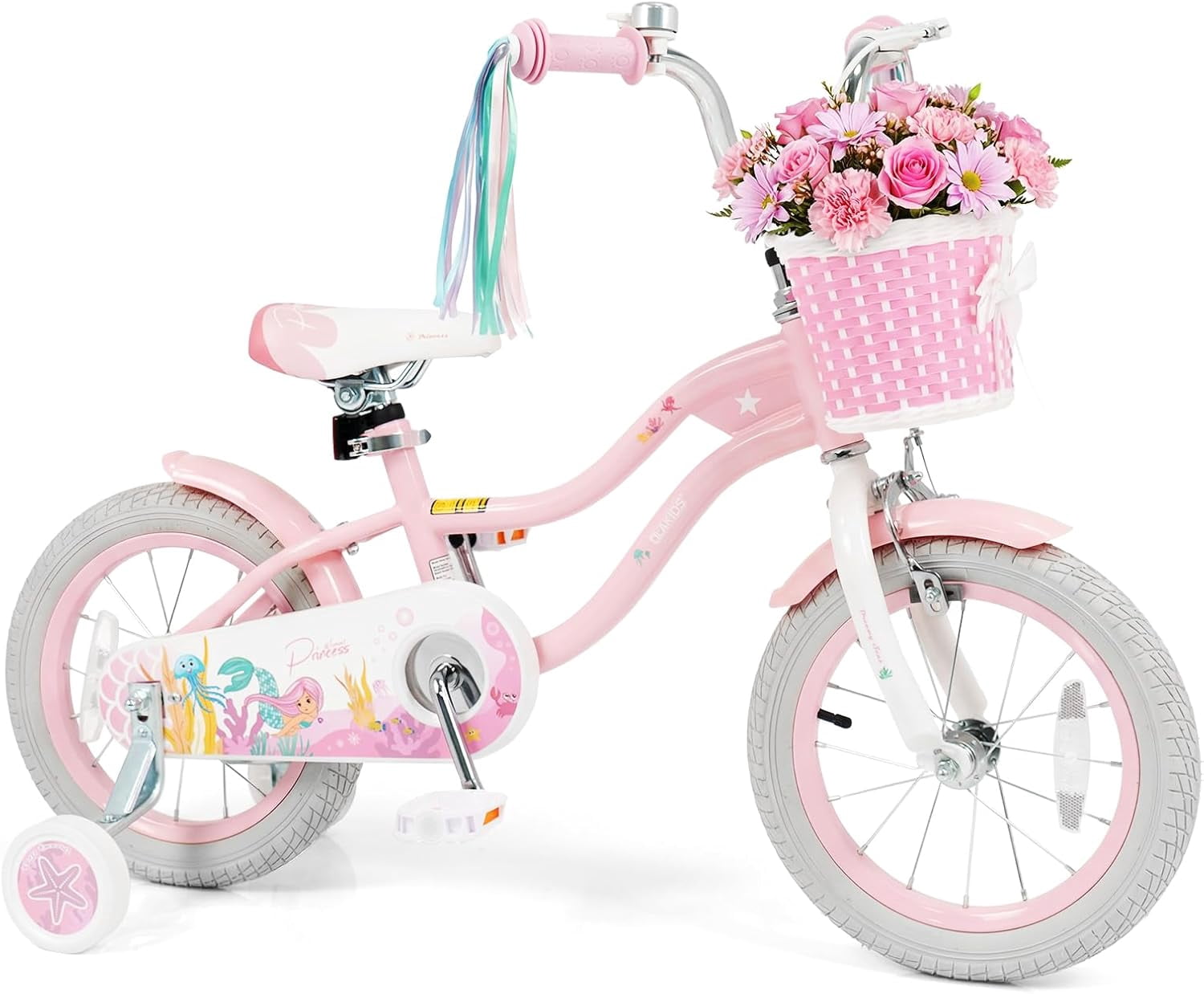 OLAKIDS Kids Bike, 12 14 16 18 20 Inch Mermaid Theme Toddler Children ...