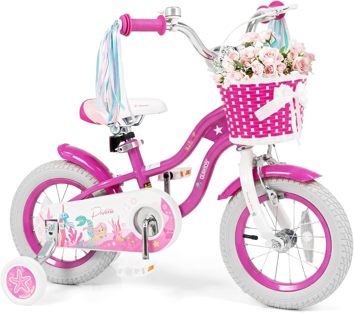 OLAKIDS Kids Bike, 12 14 16 18 20 Inch Mermaid Theme Toddler Children ...