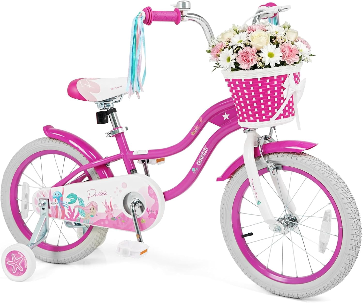 OLAKIDS Kids Bike, 12 14 16 18 20 Inch Mermaid Theme Toddler Children ...