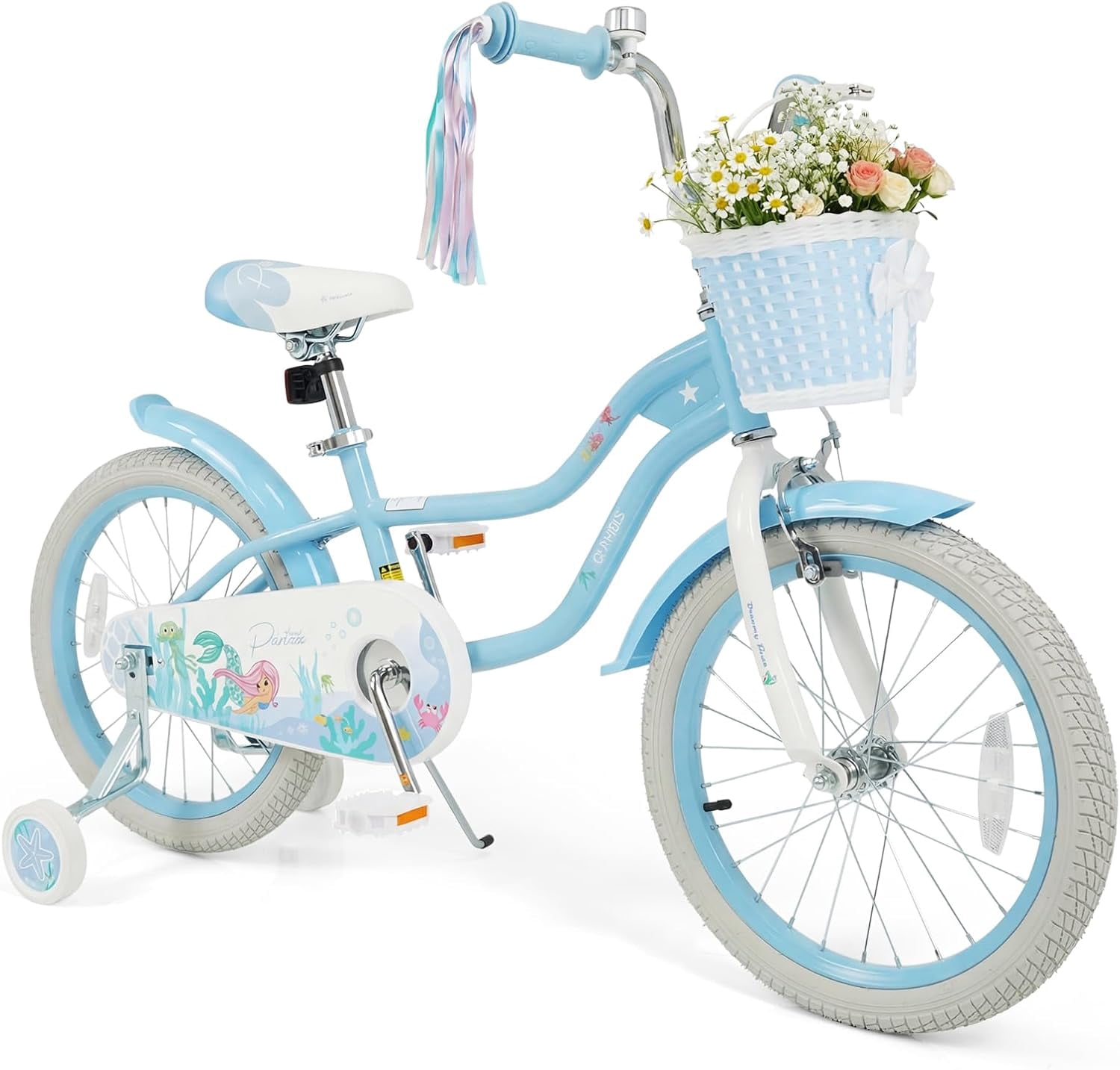 OLAKIDS Kids Bike, 12 14 16 18 20 Inch Mermaid Theme Toddler Children ...