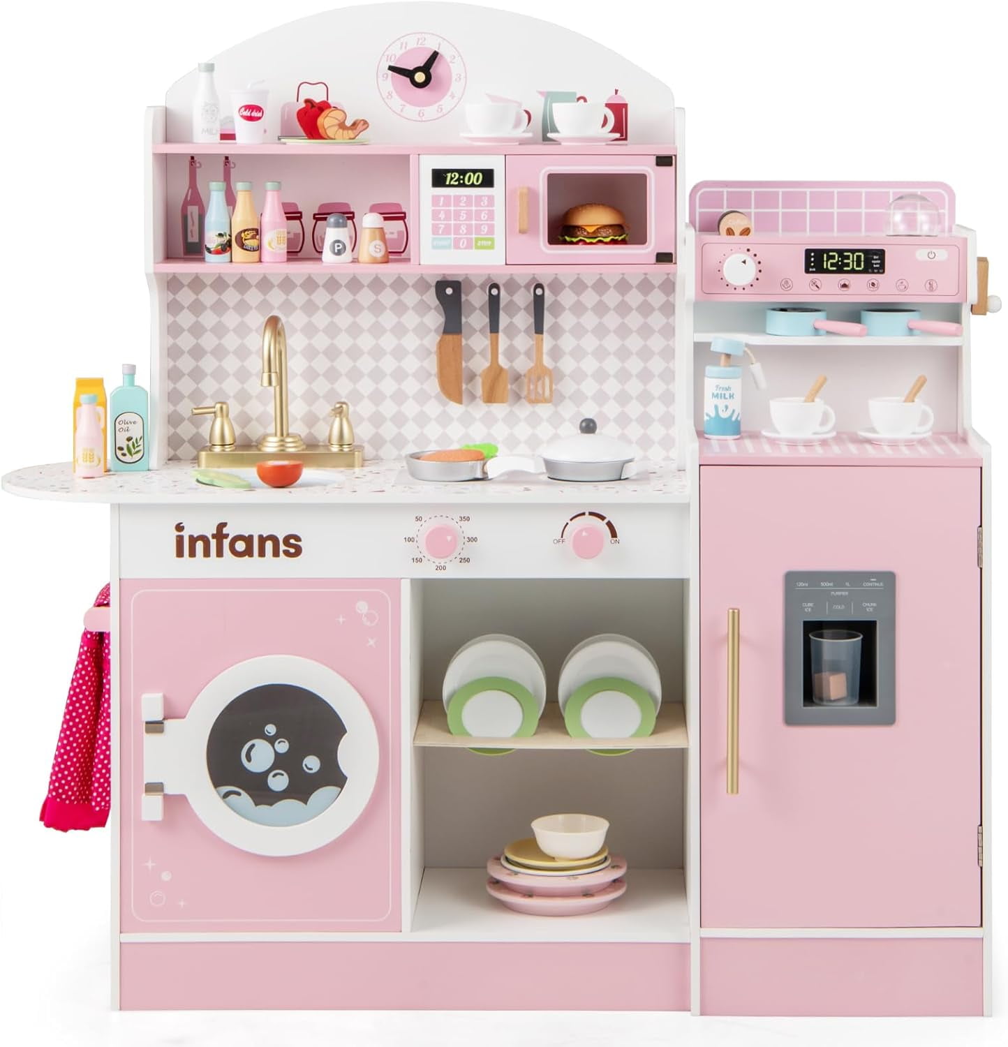 OLAKIDS Kids Kitchen Playset, Toddler Wooden Kitchen Pretend Cooking ...