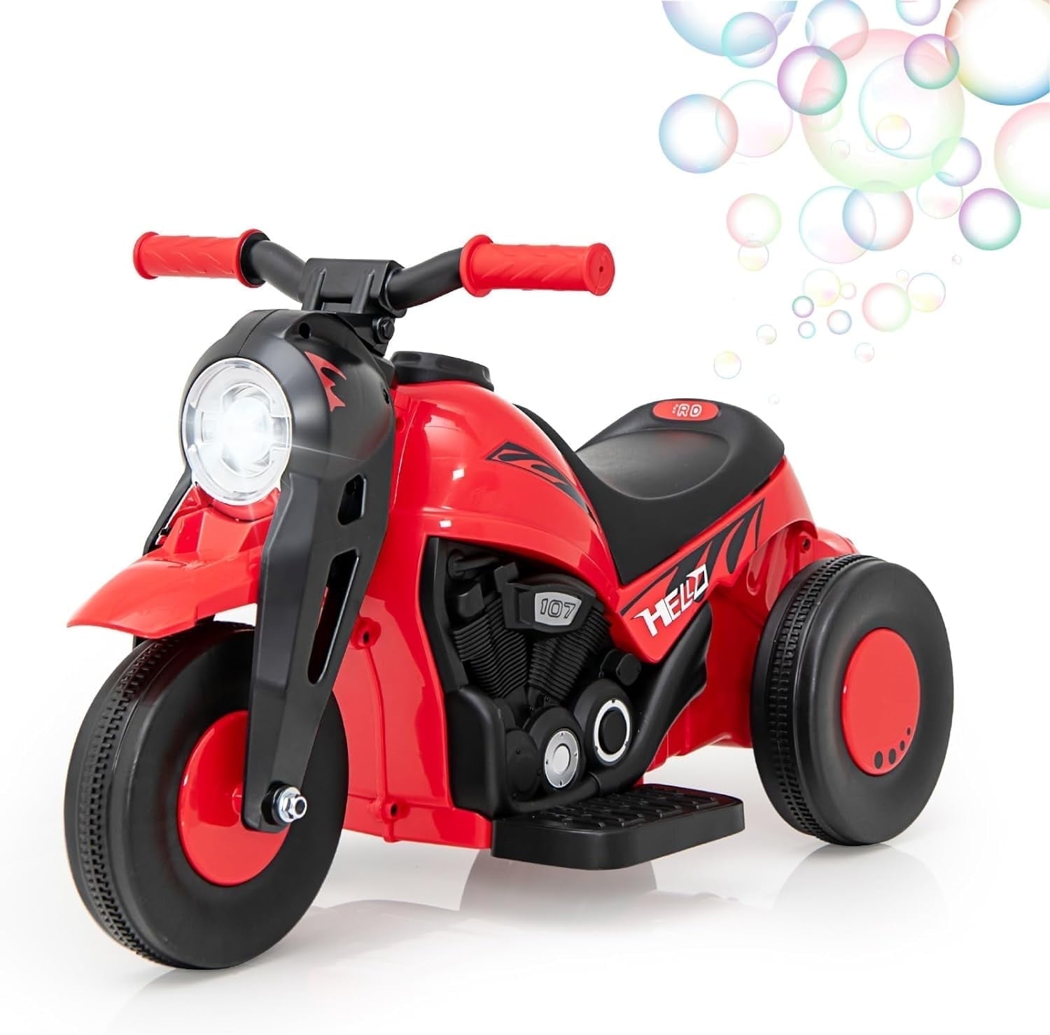OLAKIDS 6V Kids Motorbike with Bubble Function & Music, Ages 3+, Red ...