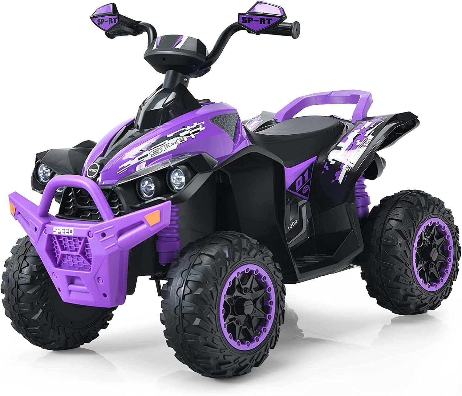 OLAKIDS ATV Quad Ride-On Toy for Kids 3+, LED Lights & Music, Hi-Lo ...