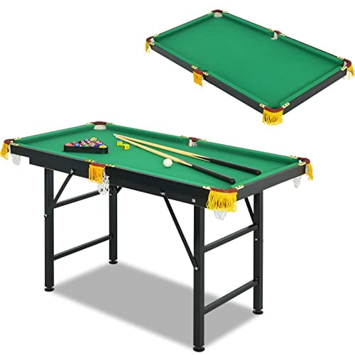 OLAKIDS Portable Folding Billiards Table with 2 Billiard Cues, Ball ...