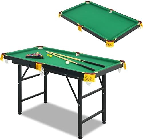 OLAKIDS Portable Folding Billiards Table with 2 Billiard Cues, Ball ...