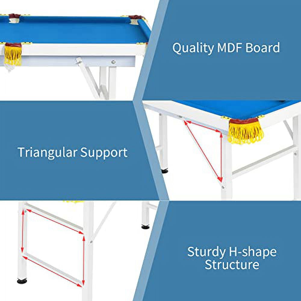 OLAKIDS Portable Folding Billiards Table with 2 Billiard Cues, Ball ...