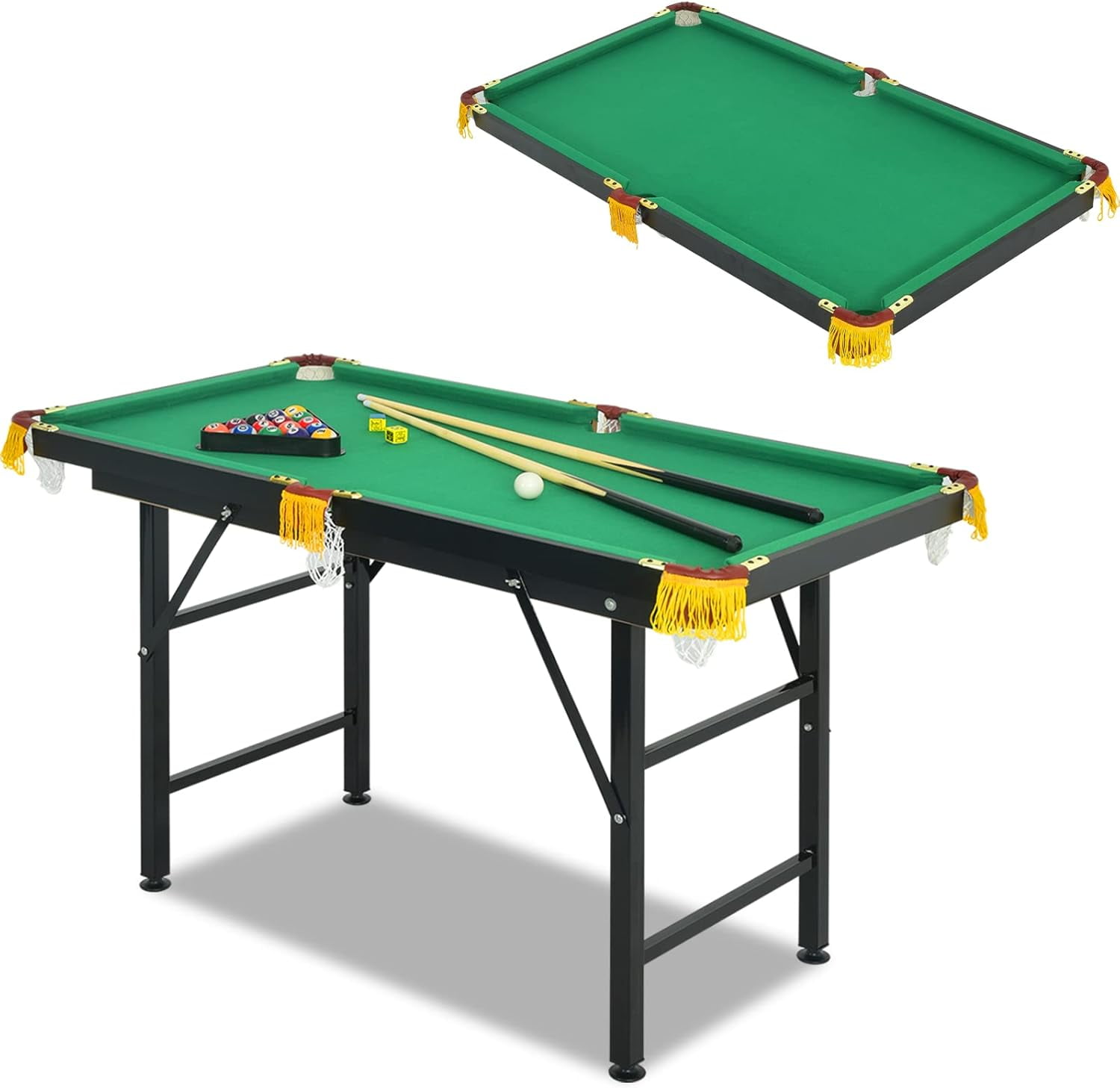 OLAKIDS Portable Folding Billiards Table with 2 Billiard Cues, Ball ...