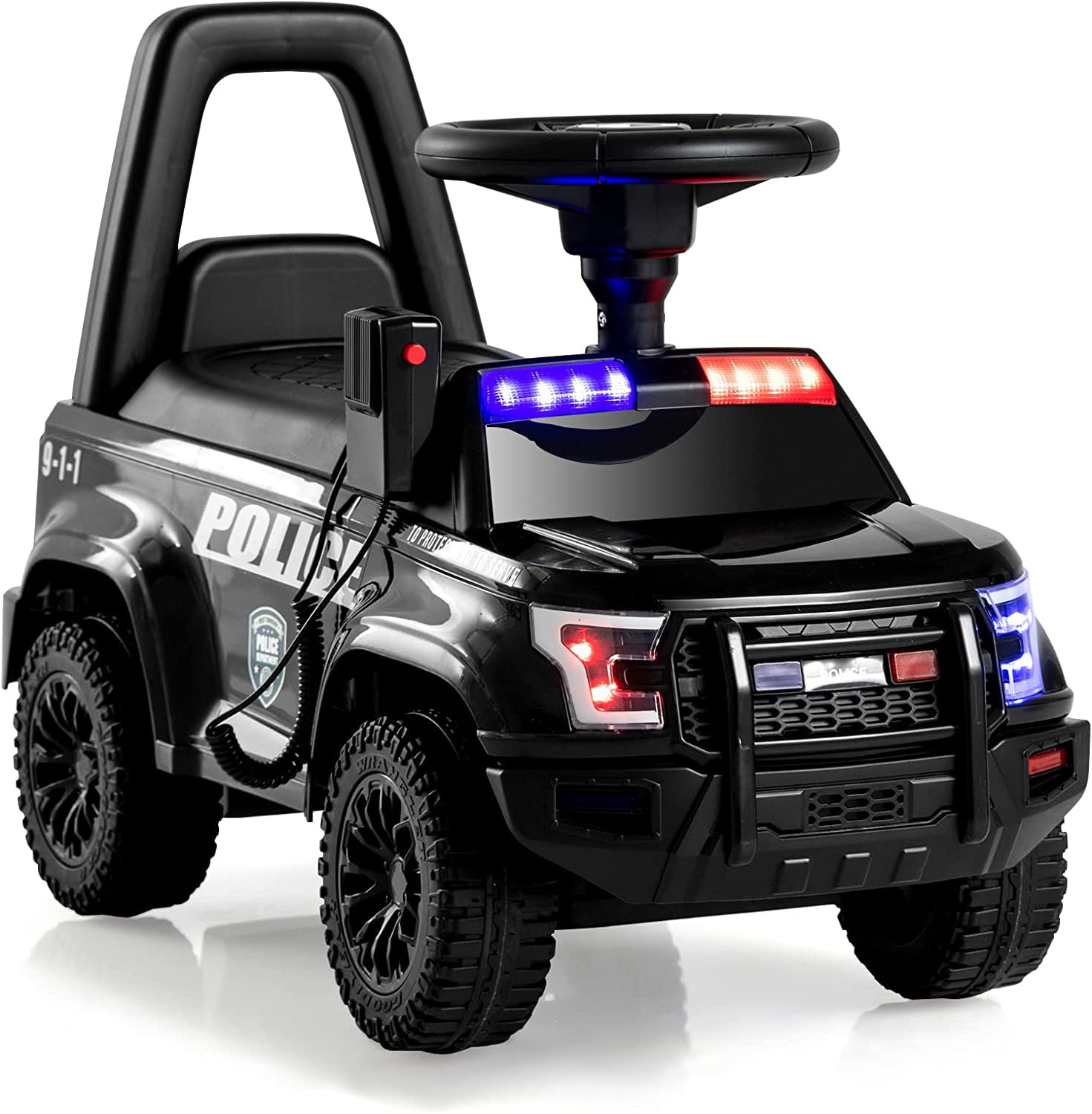 OLAKIDS Ride On Push Police Car, Toddler Foot-to-Floor Sliding Toy with ...