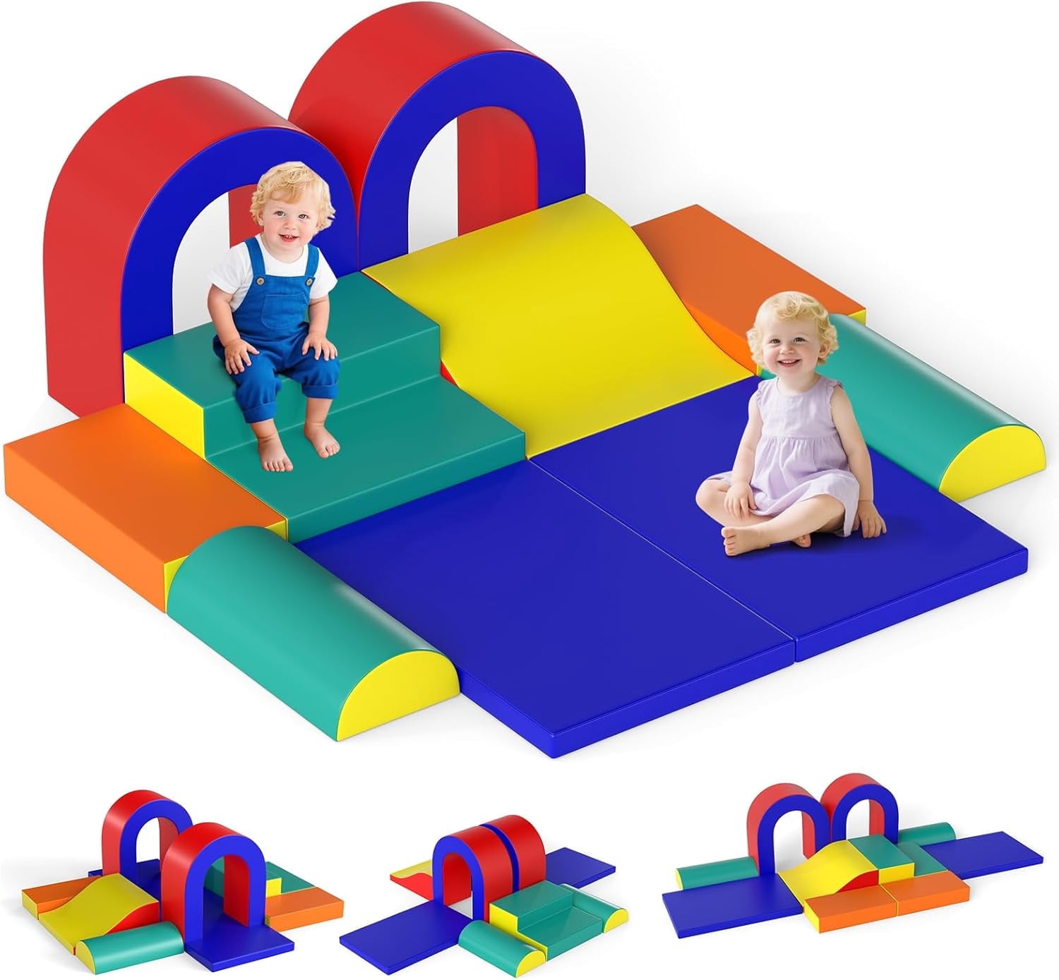 OLAKIDS Toddler Climbing Toys Indoor, 10 Pieces Baby Foam Blocks Soft ...
