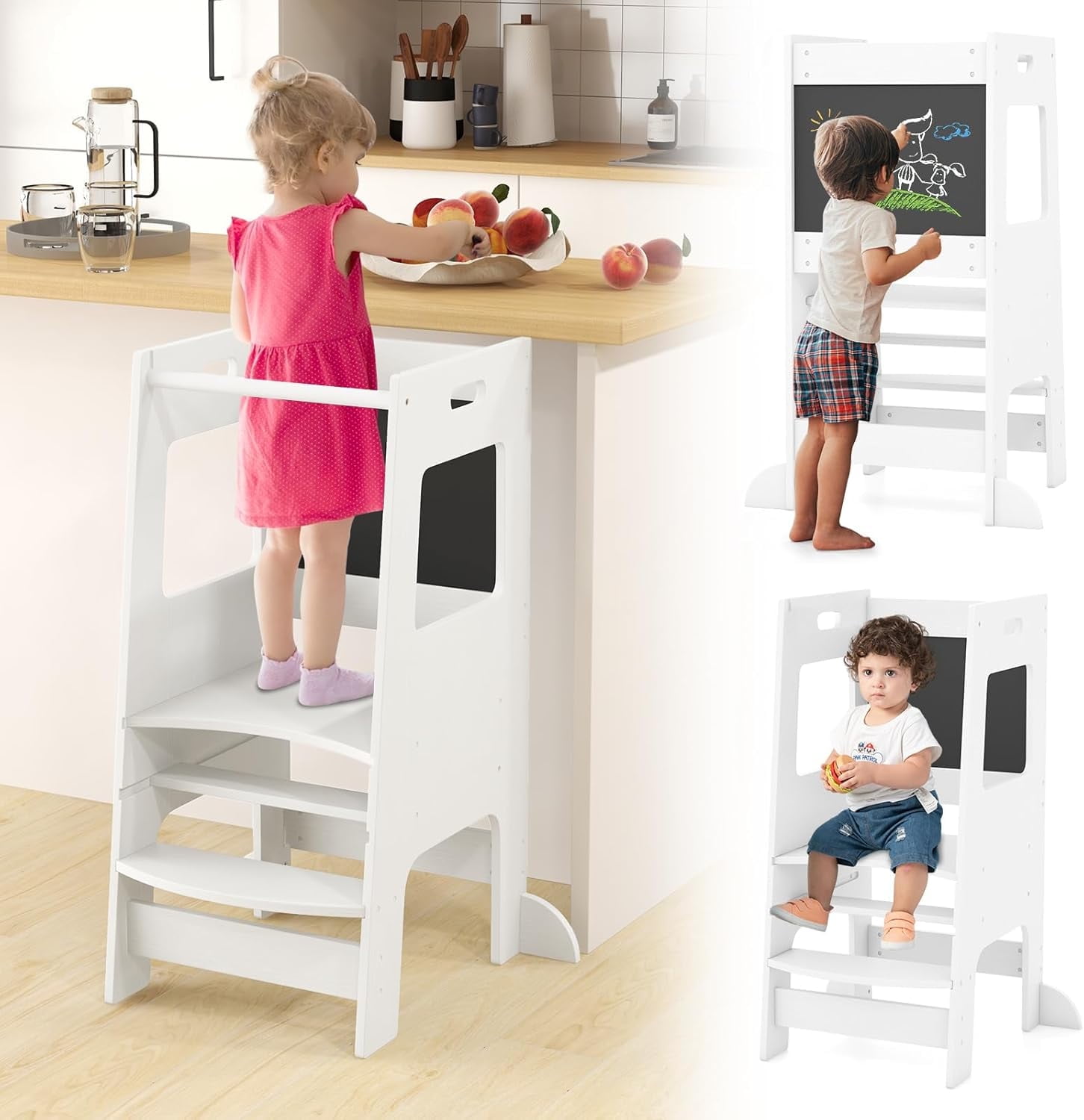 OLAKIDS Toddler Standing Tower, Kids Montessori Kitchen Step Stool ...