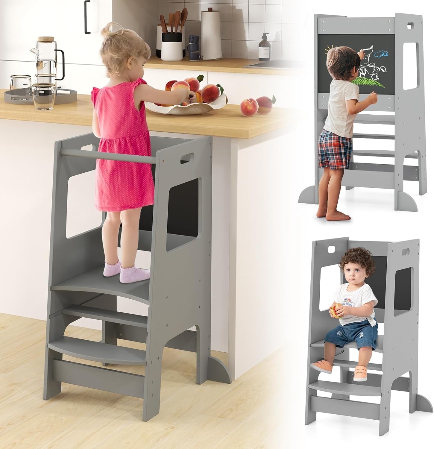OLAKIDS Toddler Standing Tower, Kids Montessori Kitchen Step Stool ...