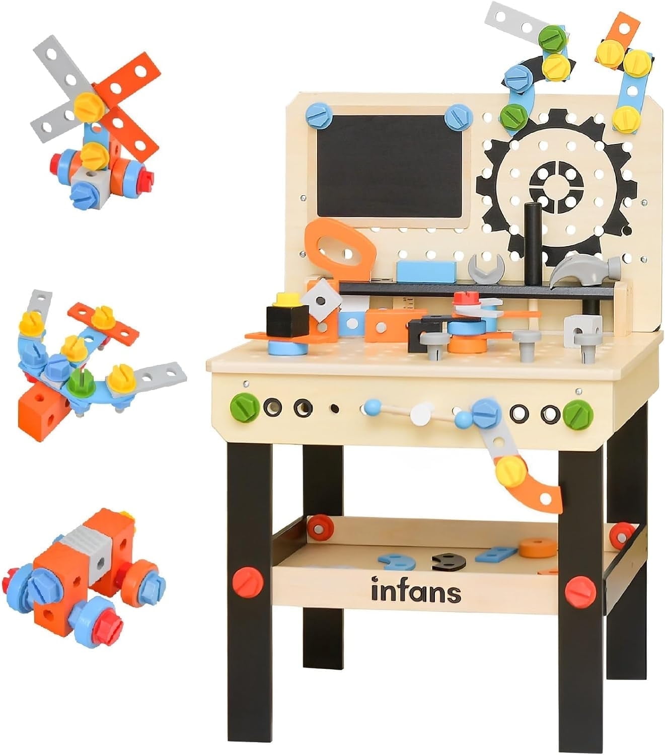 OLAKIDS Tool Bench Set for Toddlers, Kids Wooden Workbench with ...