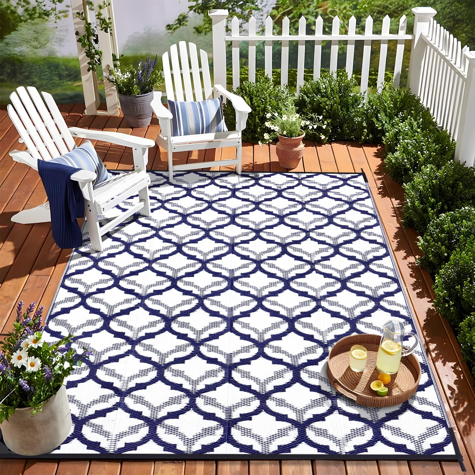 OLANLY Reversible Outdoor Rug 6x9 ft Clearance, Waterproof Outdoor ...
