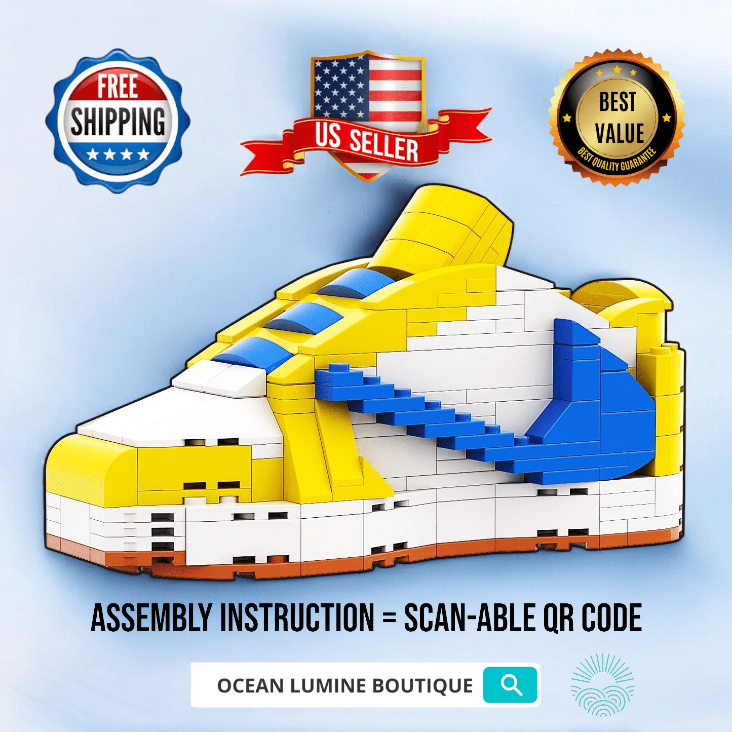 OLB- AJ1 LOW Travis Scott Canary Sneaker Building Bricks, Puzzles ...