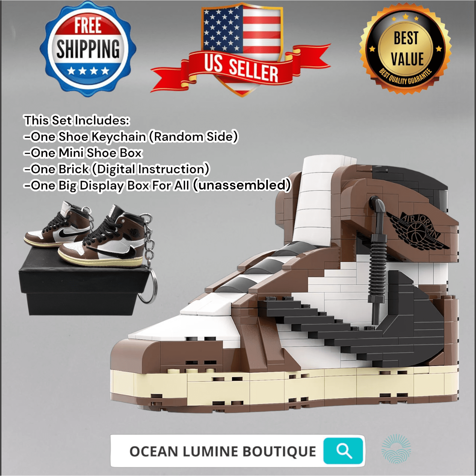 OLB-Jordan 1 TS Mocha High Sneaker Puzzle Bricks With Set Of Matching ...