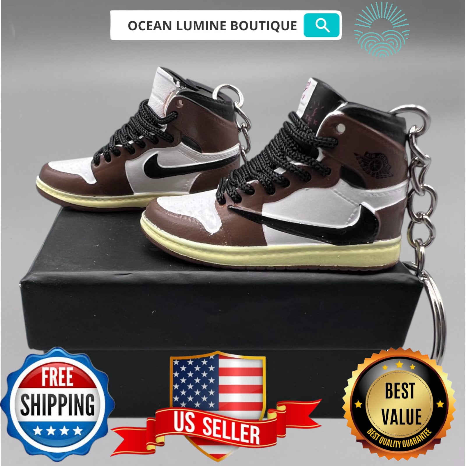 OLB- Jordan 1 X TS Mocha Keyring 3D Sneaker Shoe Key Chain-A Pair Shoe ...