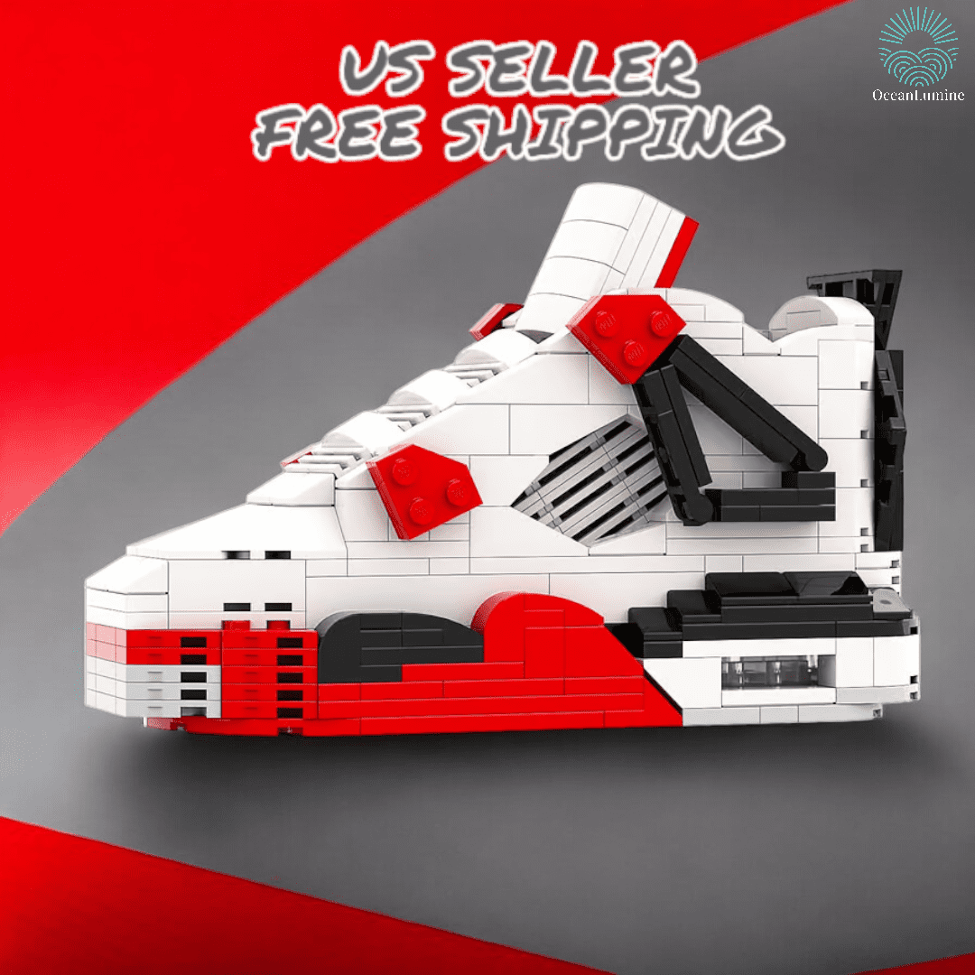 OLB- Jordan 4 "Fire Red" Sneaker Bricks 3D Building Blocks for ...